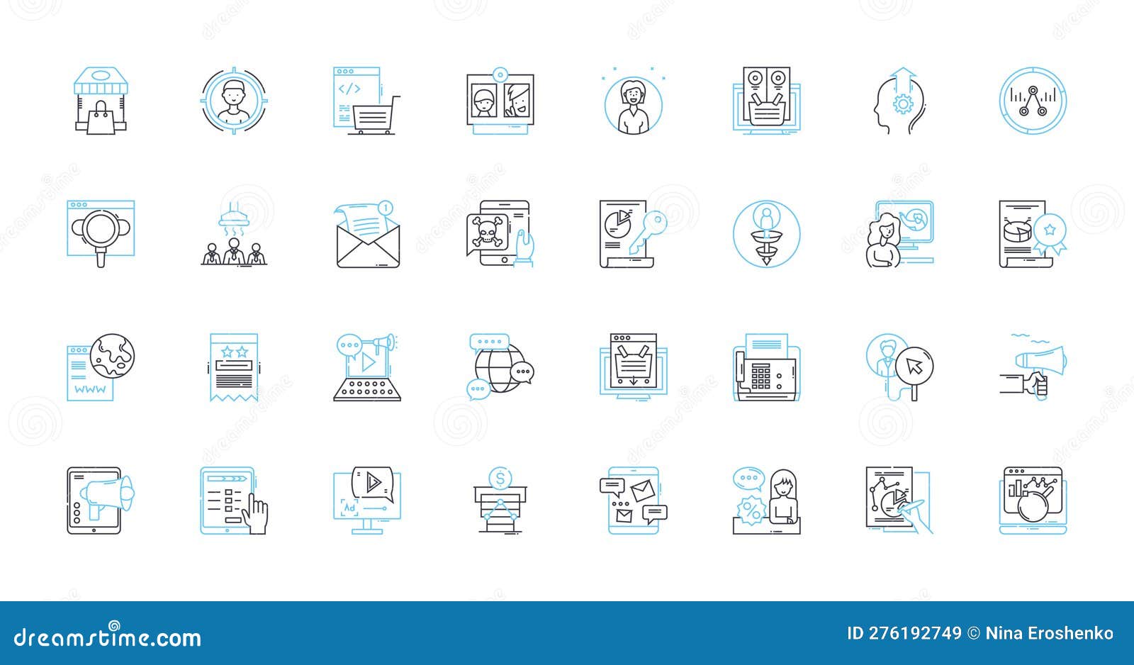 Advertising Strategy Linear Icons Set. Segmentation, Positioning ...