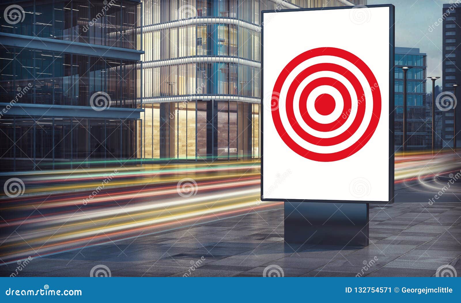Advertising Target Billboard in City Night Stock Image - Image of ...