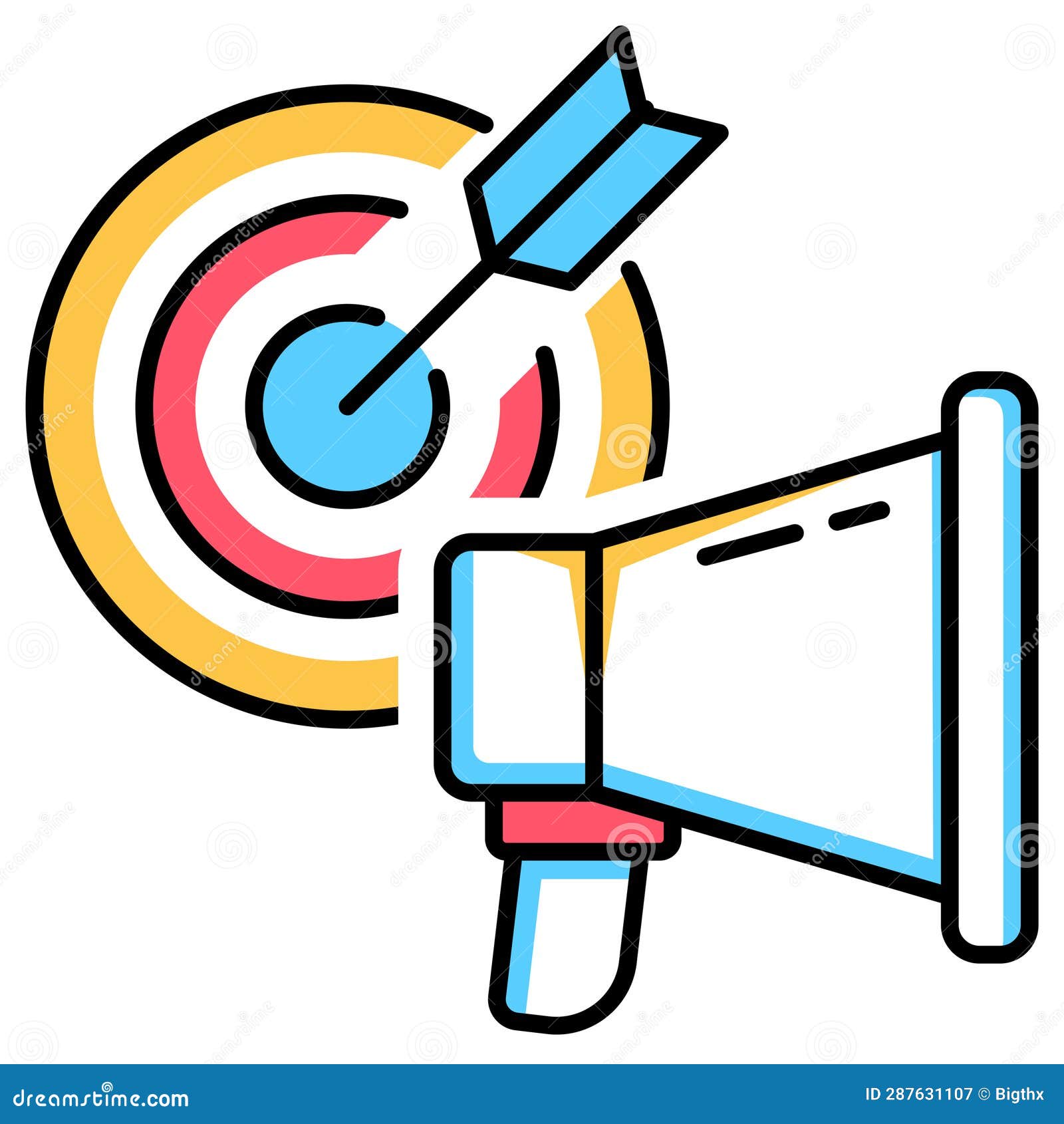 Advertising Target Megaphone Arrow Flat Icon Stock Illustration ...