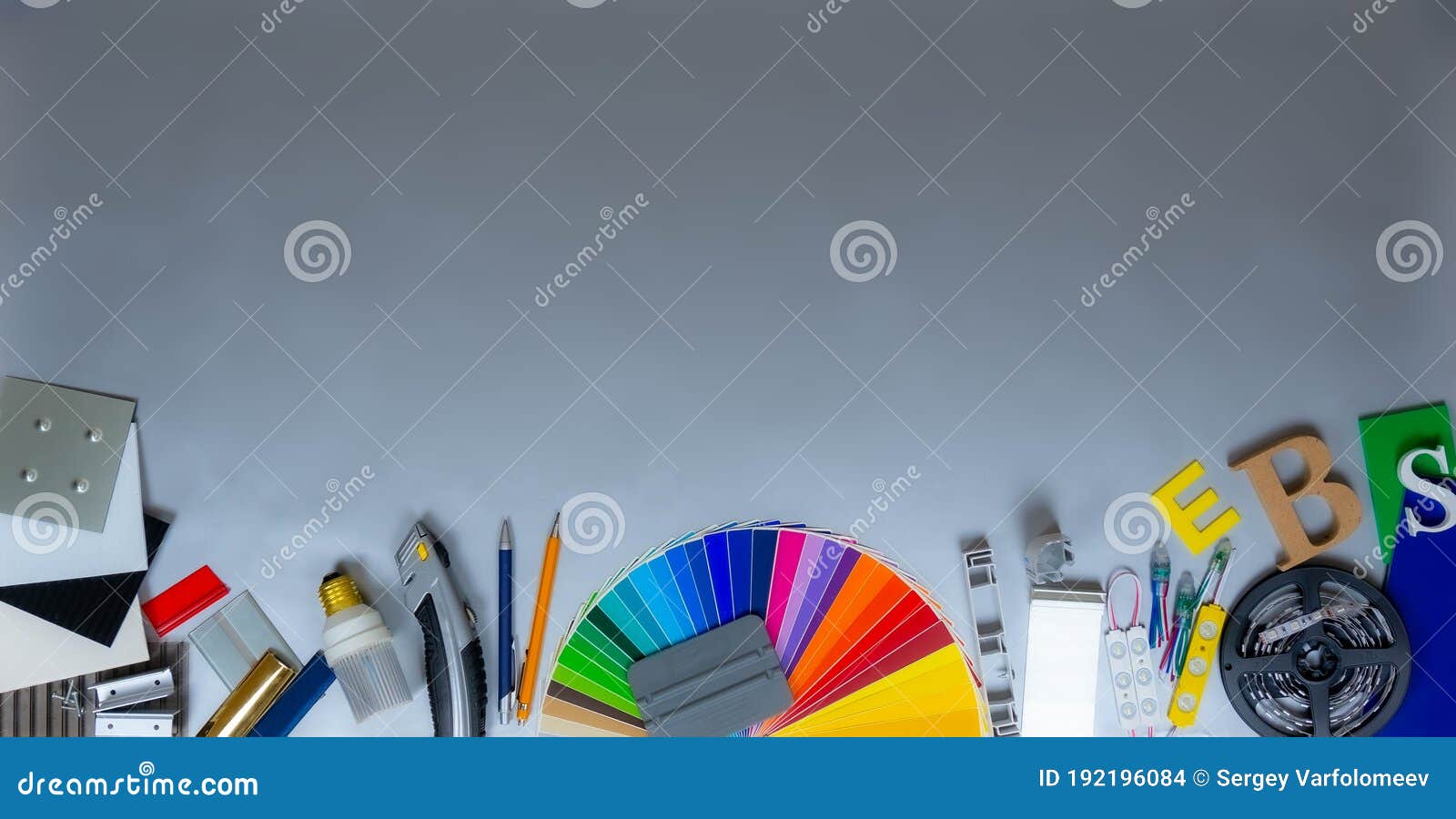 Advertising Tools, Construction Materials and Samples on Plywood ...