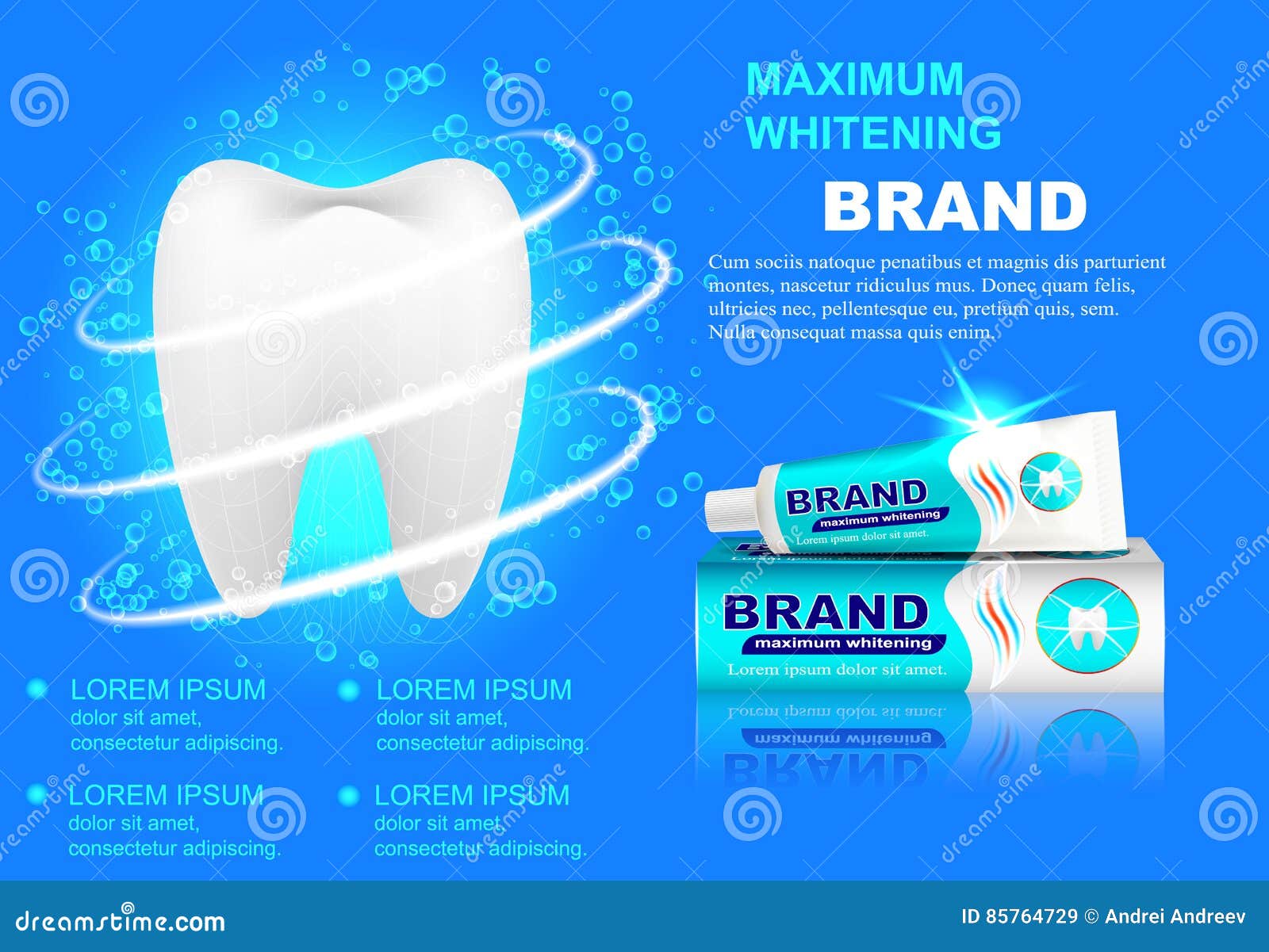 Advertising Whitening Toothpaste, Sparkling White Teeth Stock Vector ...