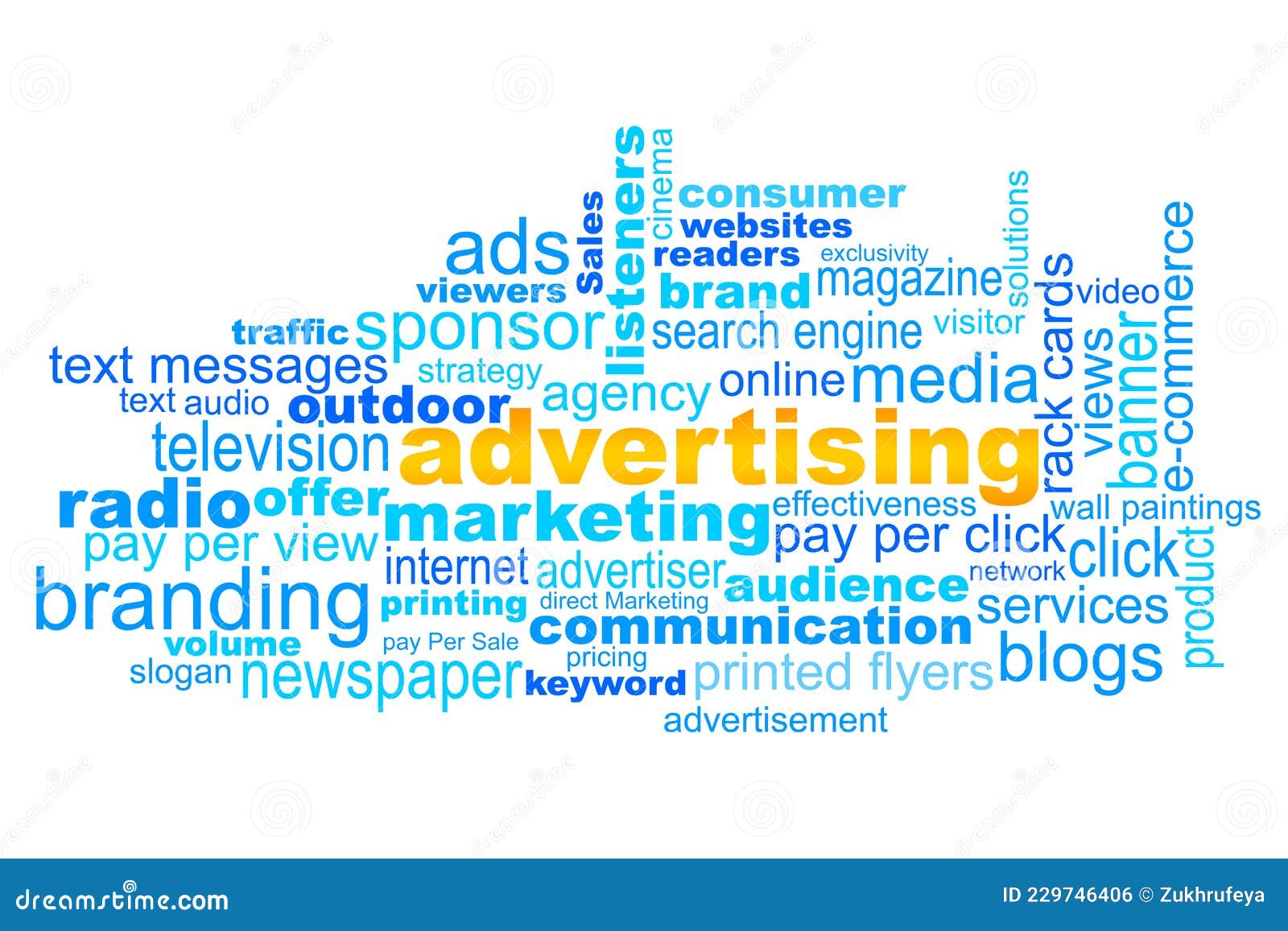 Advertising word cloud stock illustration. Illustration of commerce ...