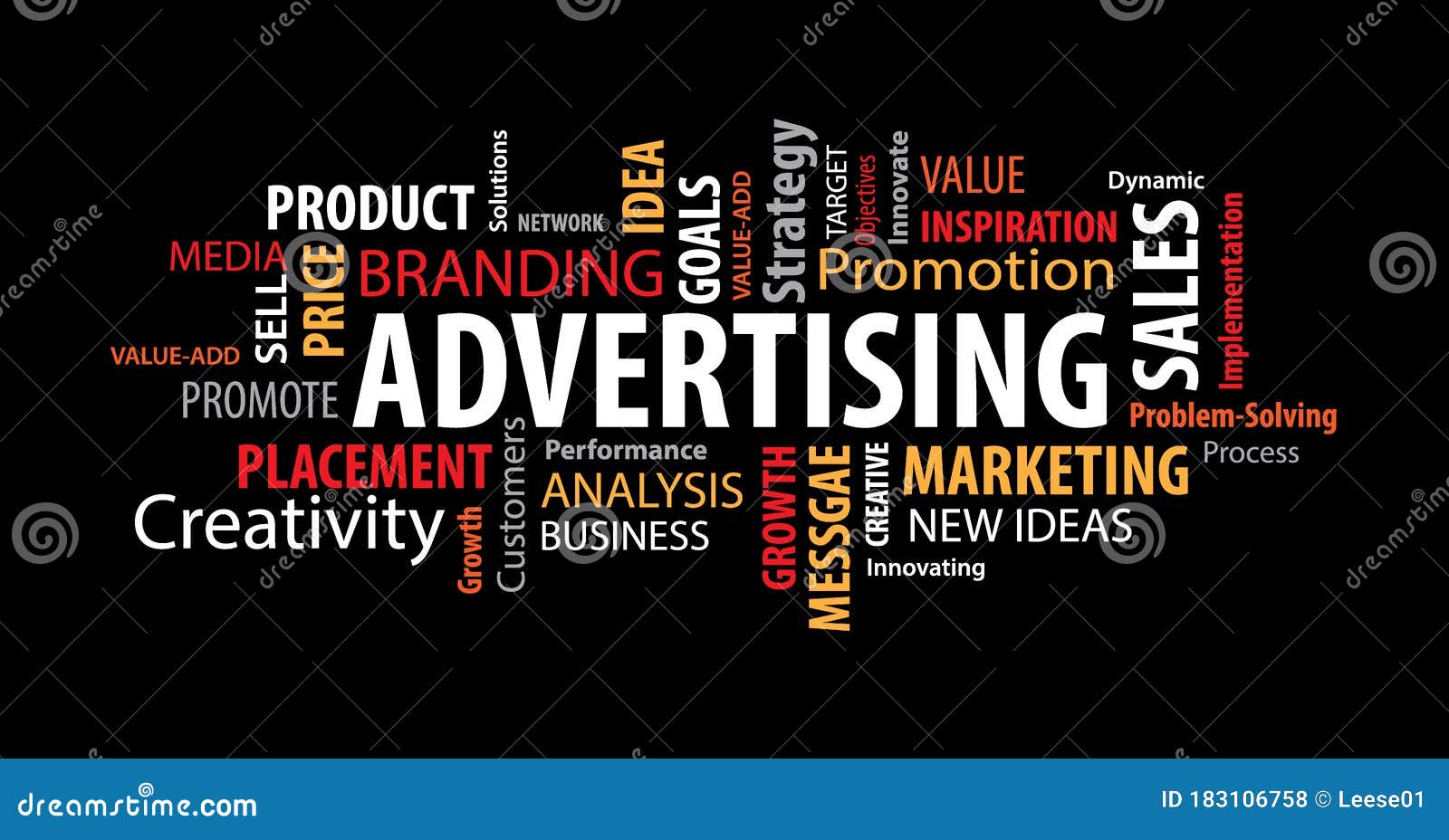 Advertising Word Cloud stock photo. Image of sales, product - 183106758