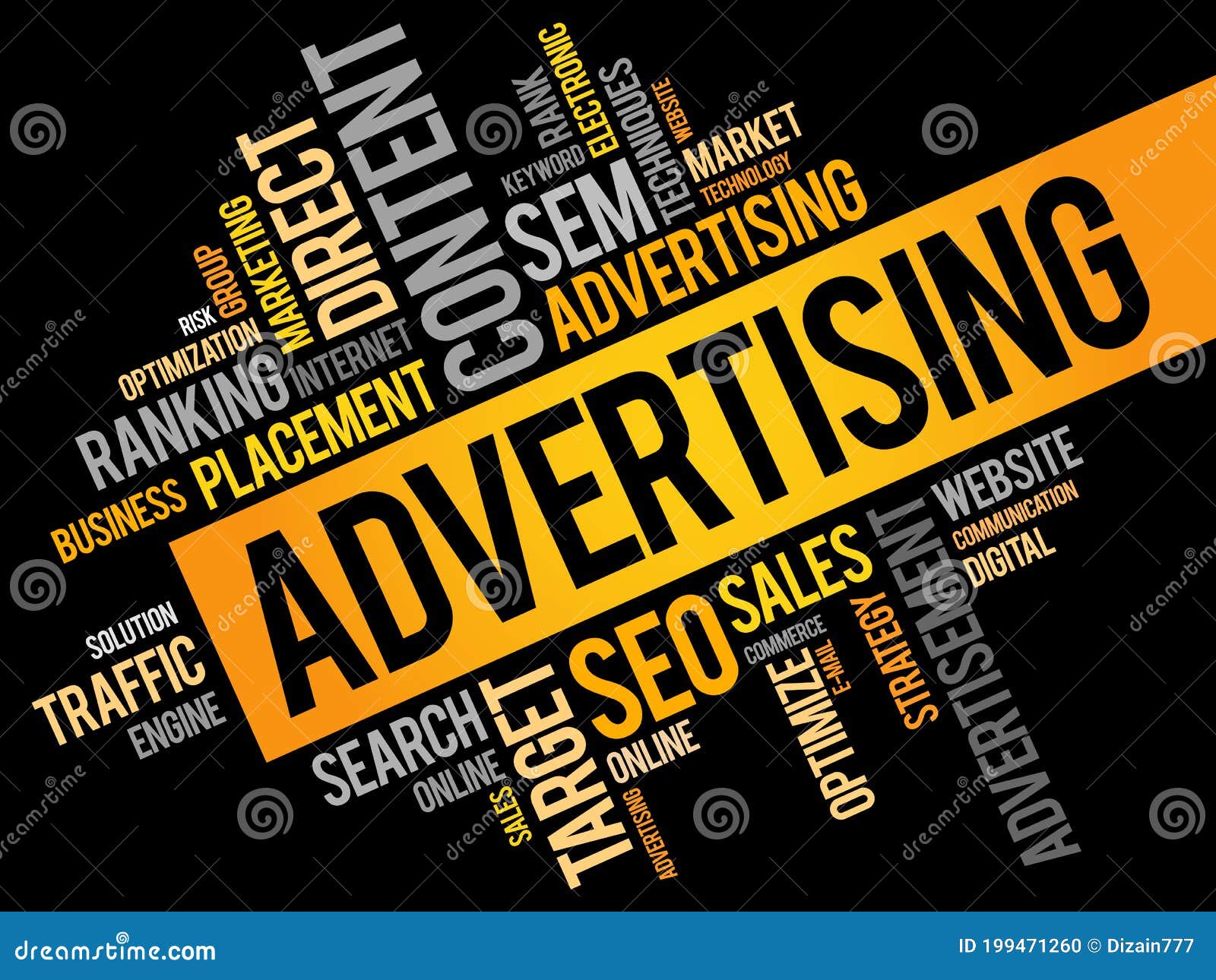 ADVERTISING Word Cloud Background Stock Illustration - Illustration of ...