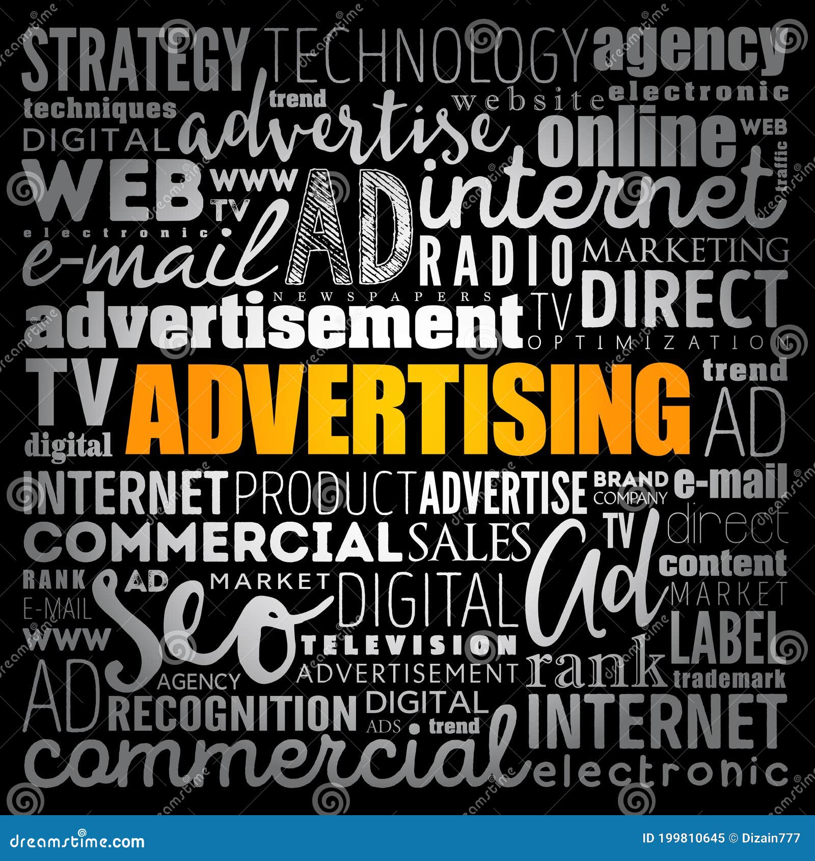 ADVERTISING Word Cloud Concept Stock Illustration - Illustration of ...