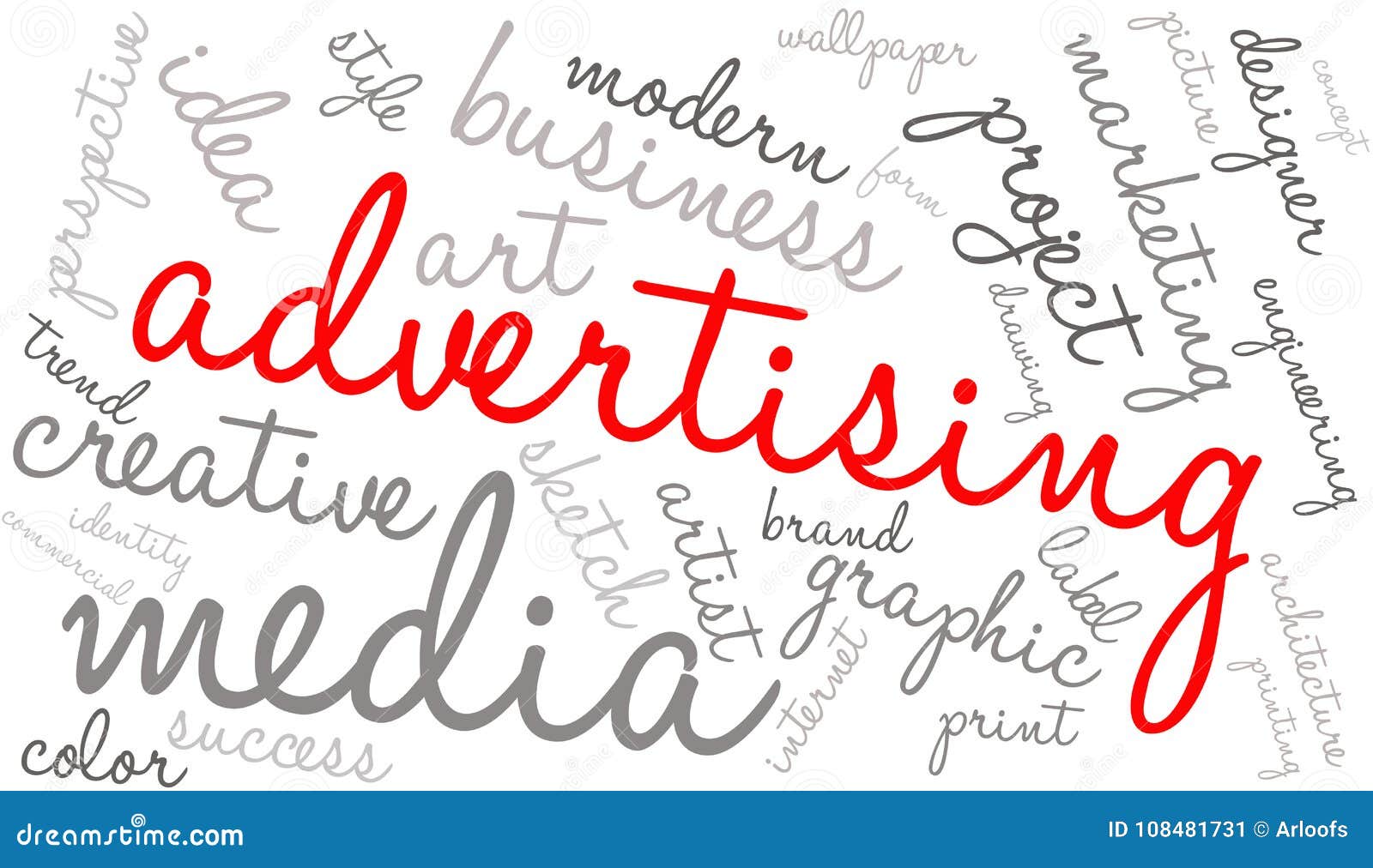 Advertising Word Cloud stock vector. Illustration of success - 108481731