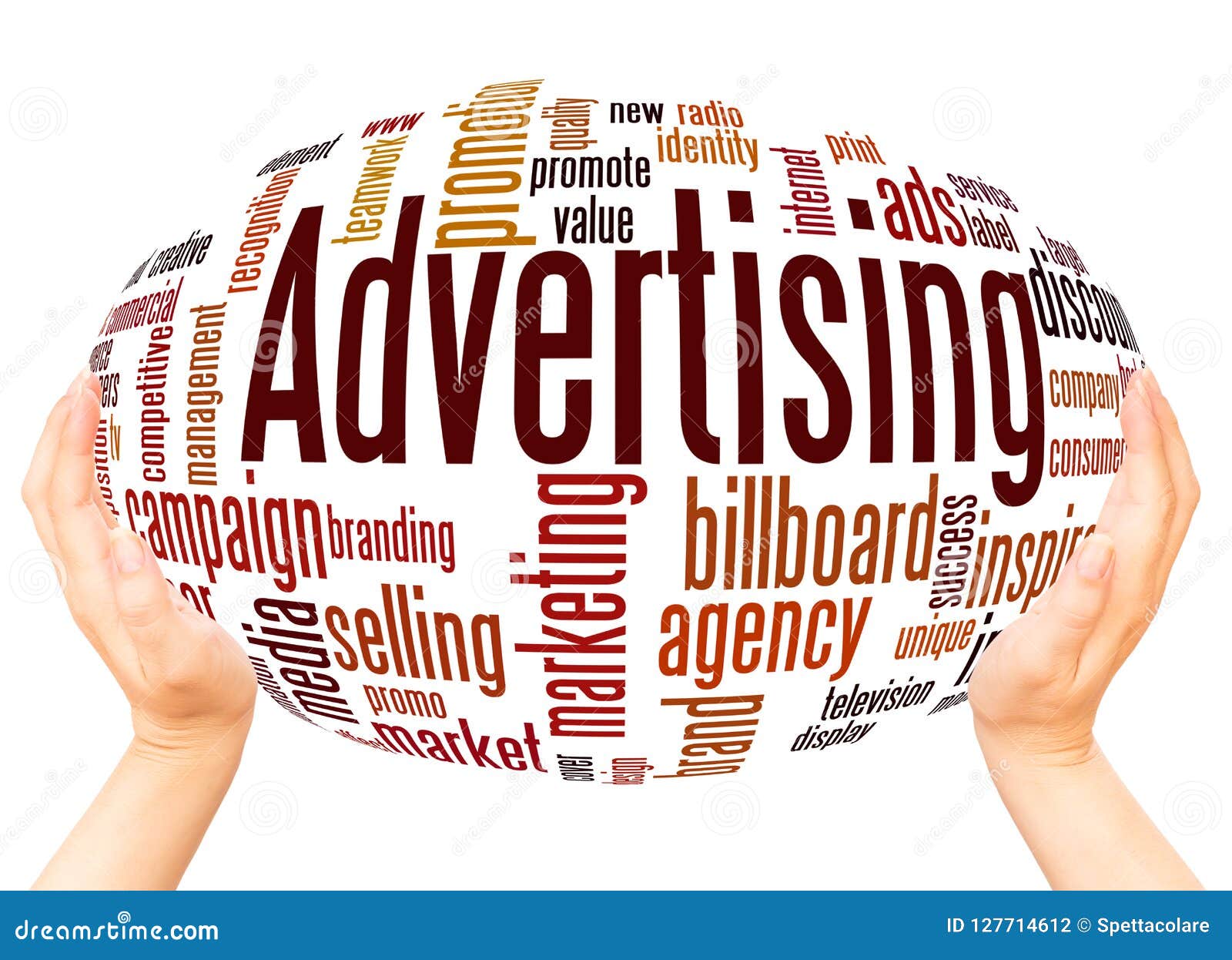 Advertising Word Cloud Hand Sphere Concept Stock Illustration ...