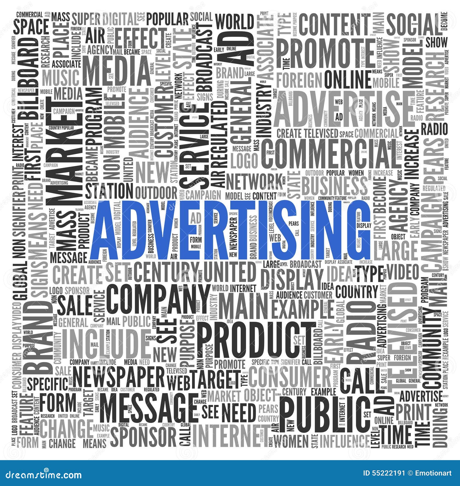 ADVERTISING Word Tag Cloud Design Stock Illustration - Illustration of ...
