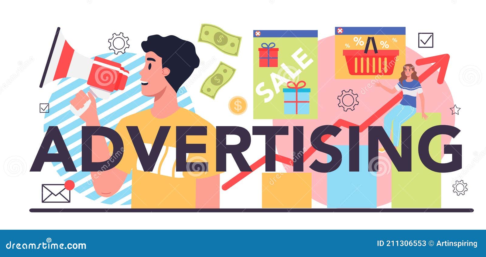 Advertsing Typographic Header. Commercial Advertisement and ...