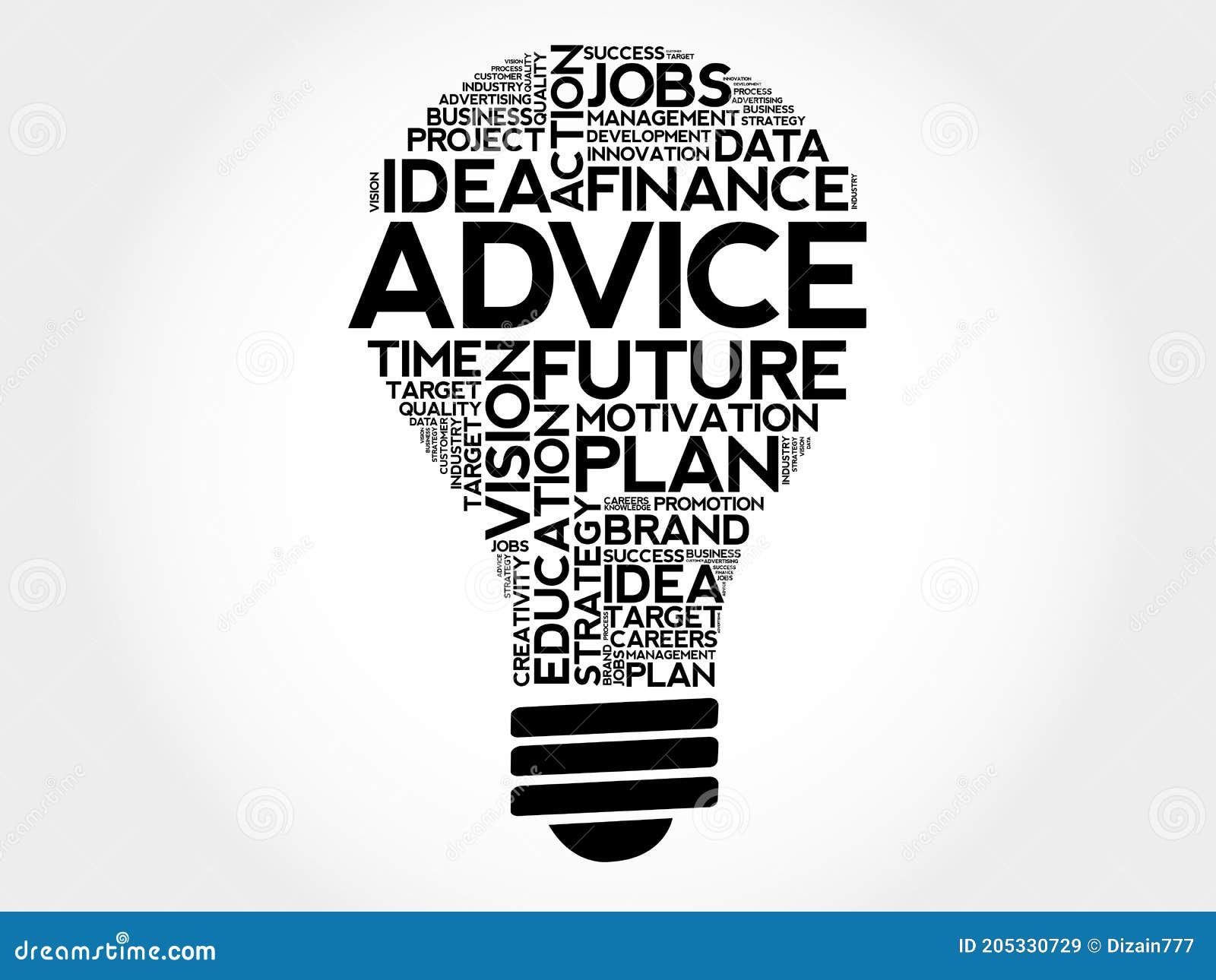 ADVICE bulb word cloud stock illustration. Illustration of learning ...