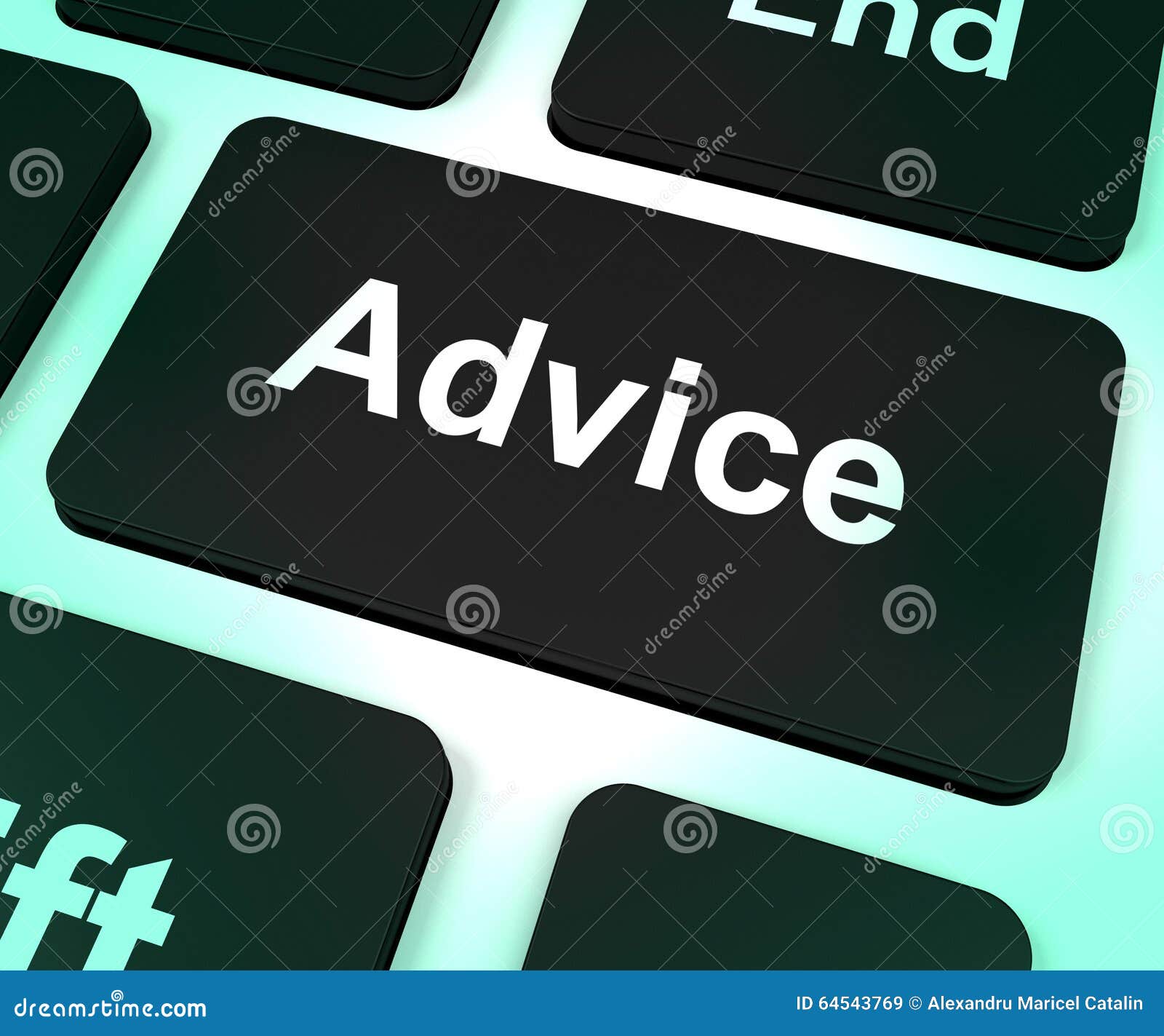 Advice Computer Key Showing Assistance and Help Stock Image - Image of ...