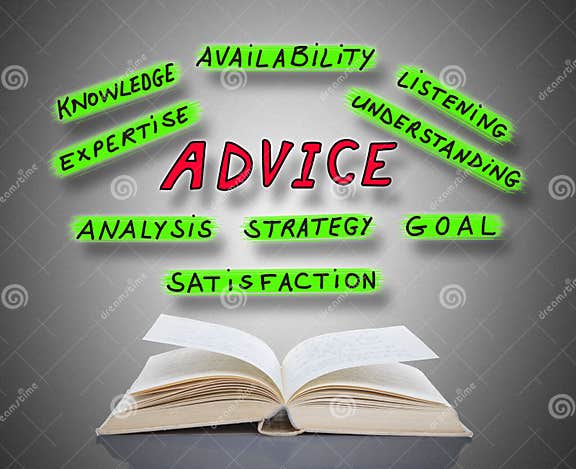 Advice Concept Above a Book Stock Photo - Image of consult, information ...