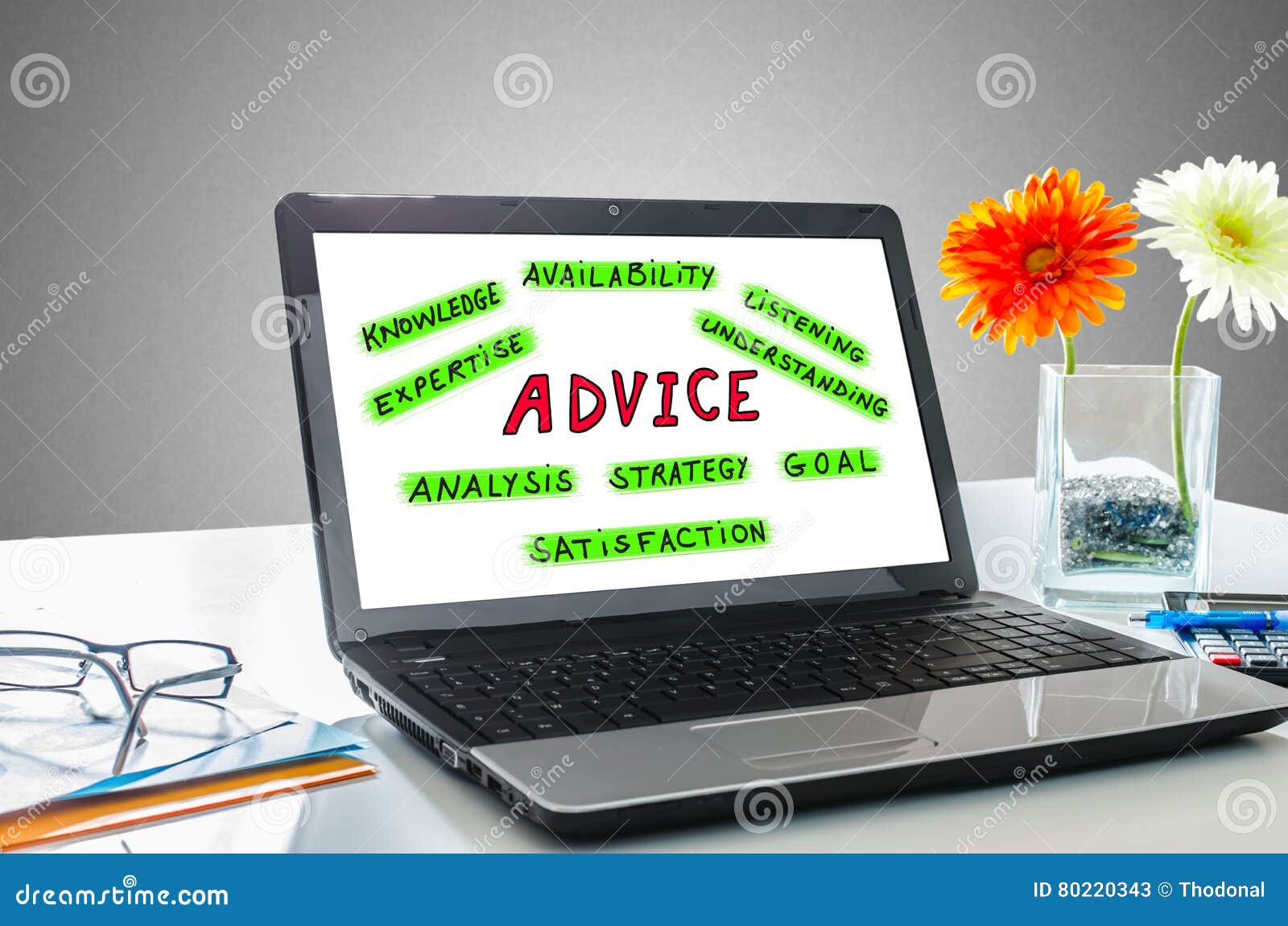Advice Concept on a Laptop Screen Stock Image - Image of business ...