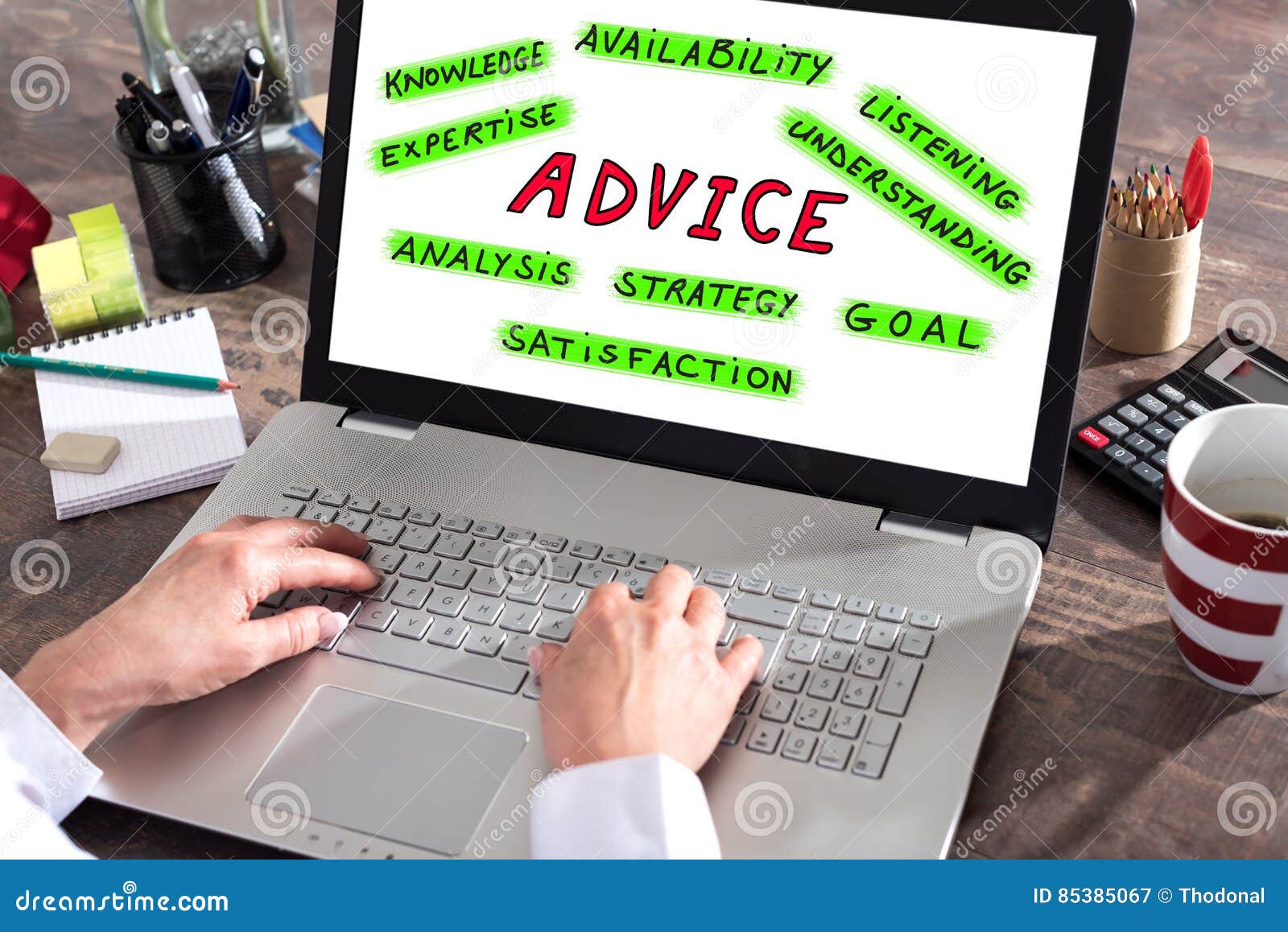 Advice Concept on a Laptop Screen Stock Image - Image of screen ...