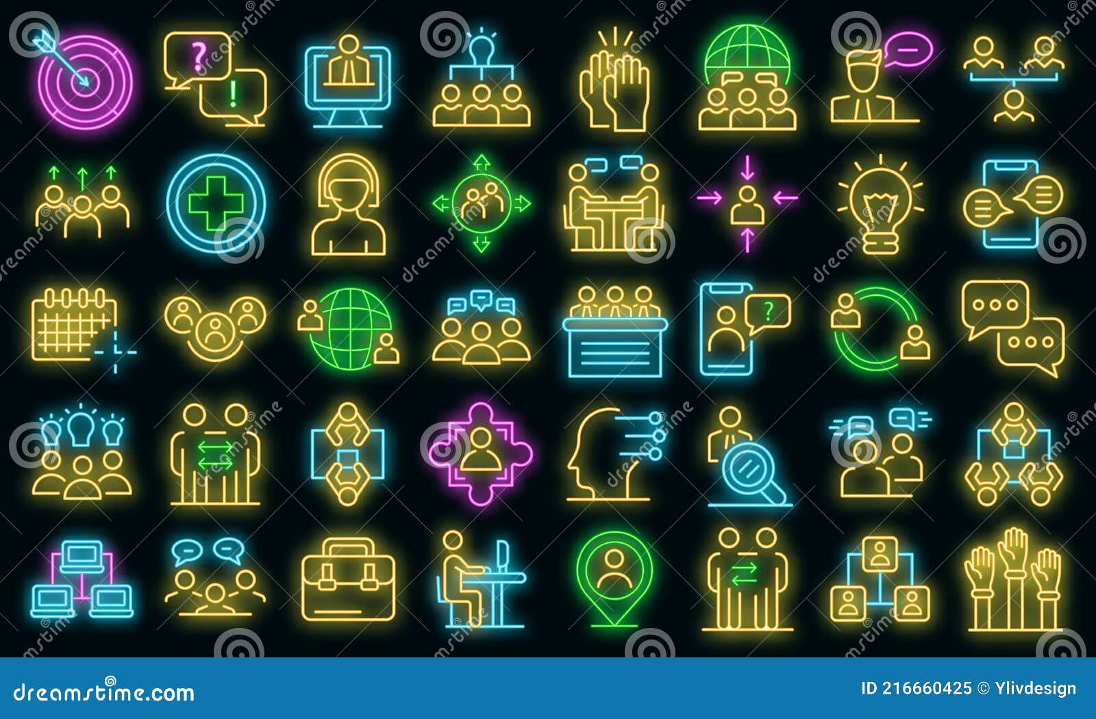 Advice Icons Set Vector Neon Stock Vector - Illustration of answer ...