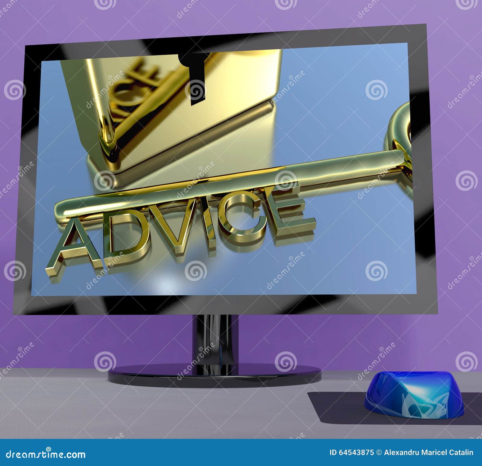Advice Key on Computer Screen Showing Assistance Stock Image - Image of ...