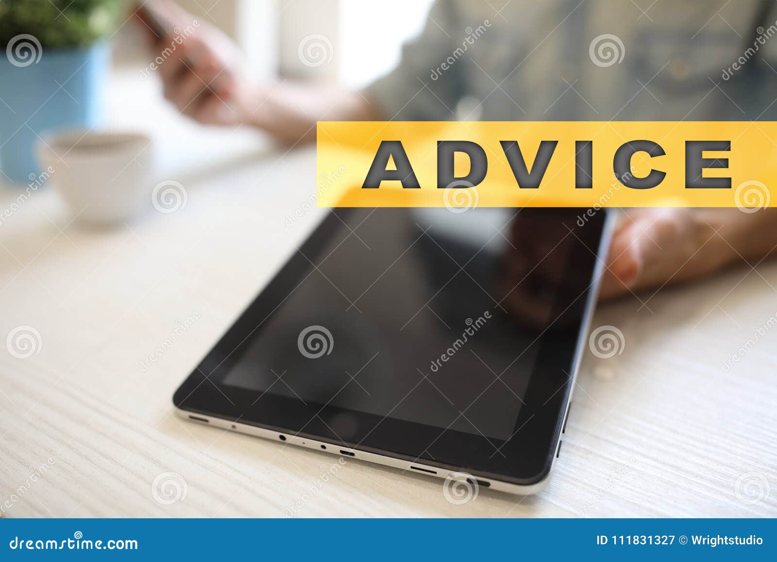 Advice Text on Virtual Screen. Business Technology and Internet Concept ...