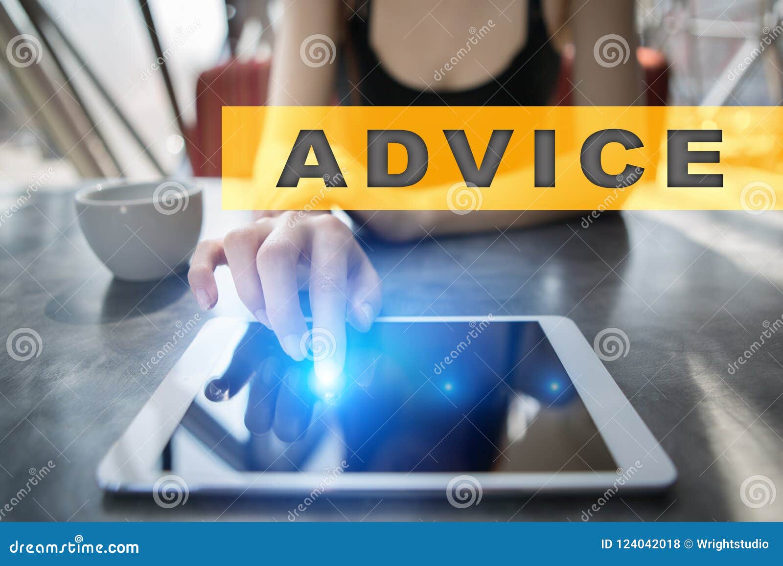 Advice Text on Virtual Screen. Business Technology and Internet Concept ...