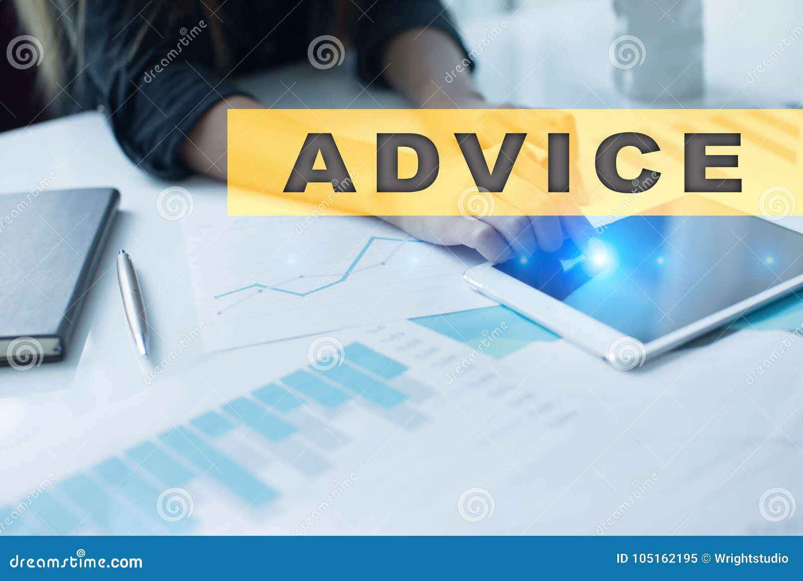 Advice Text on Virtual Screen. Business Technology and Internet Concept ...