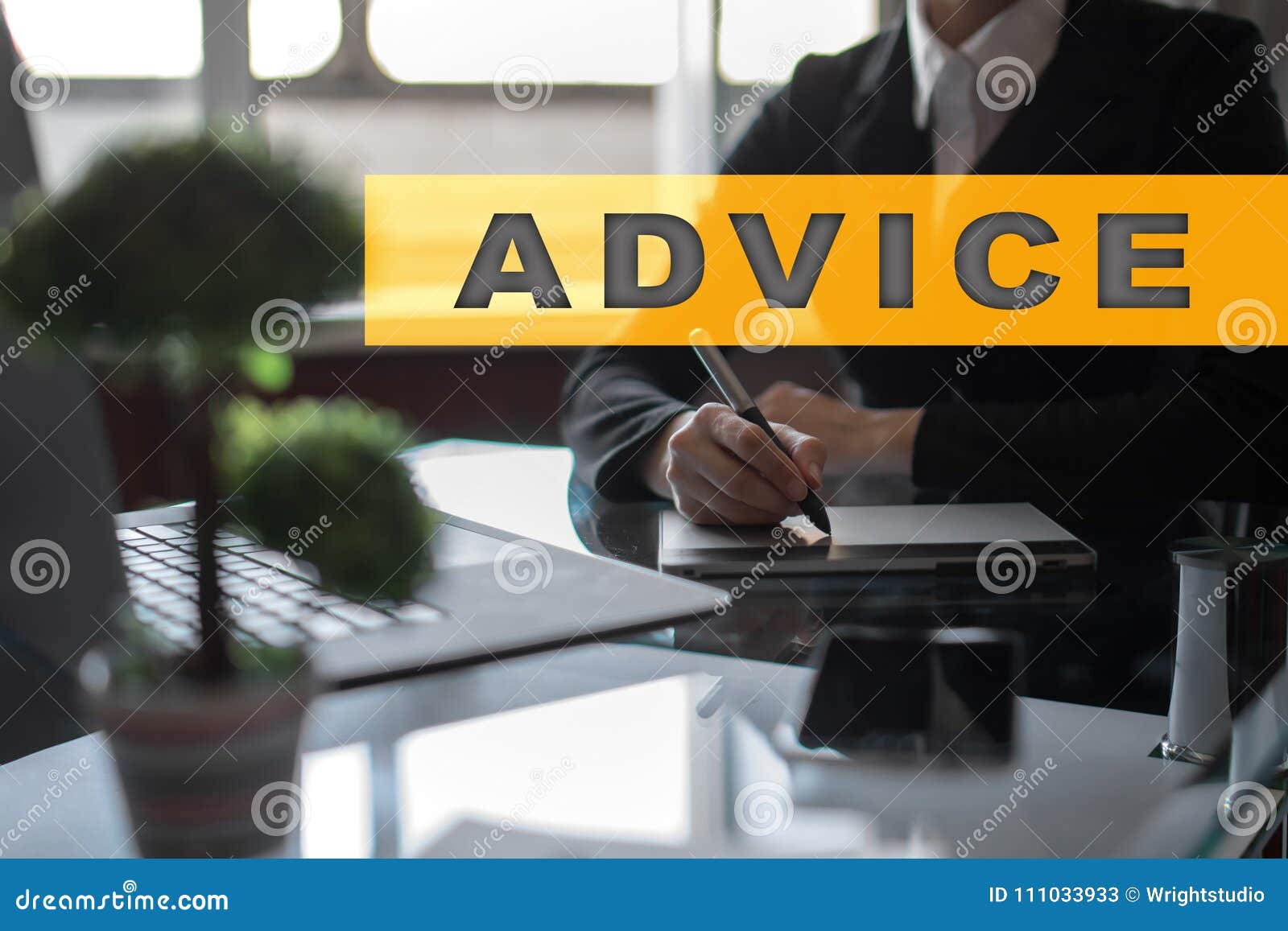 Advice Text on Virtual Screen. Business Technology and Internet Concept ...
