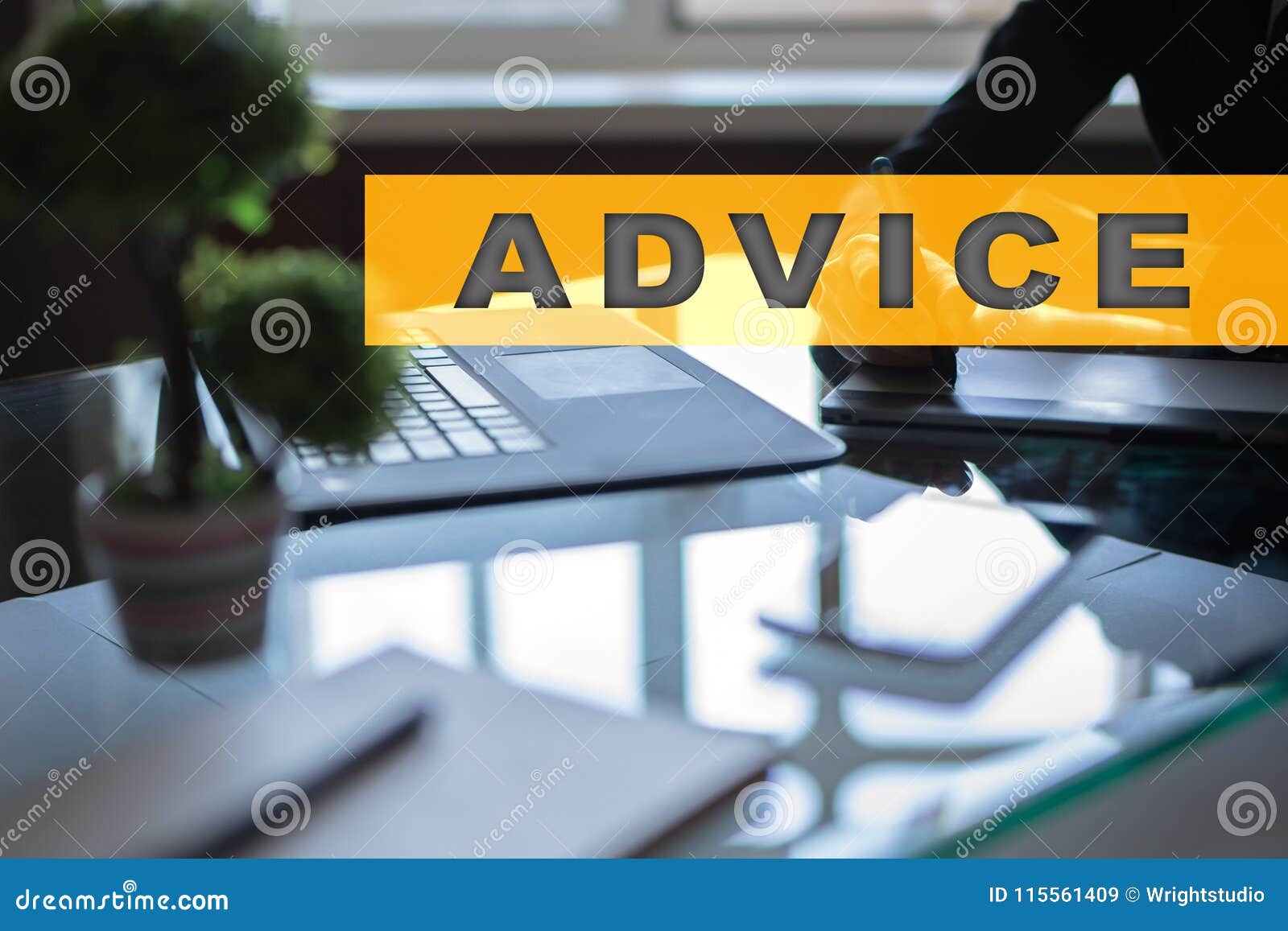 Advice Text on Virtual Screen. Business Technology and Internet Concept ...