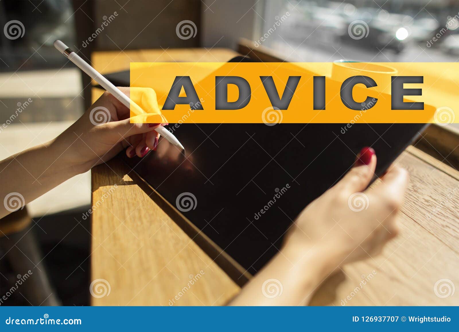 Advice Text on Virtual Screen. Business Technology and Internet Concept ...