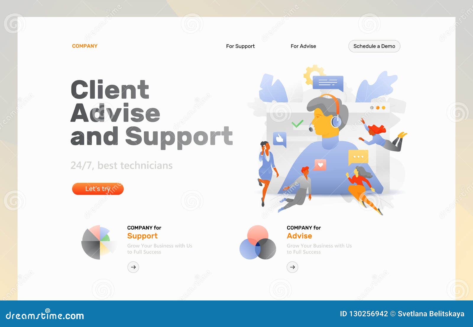 Advise and Support Web Banner Stock Vector - Illustration of agent ...