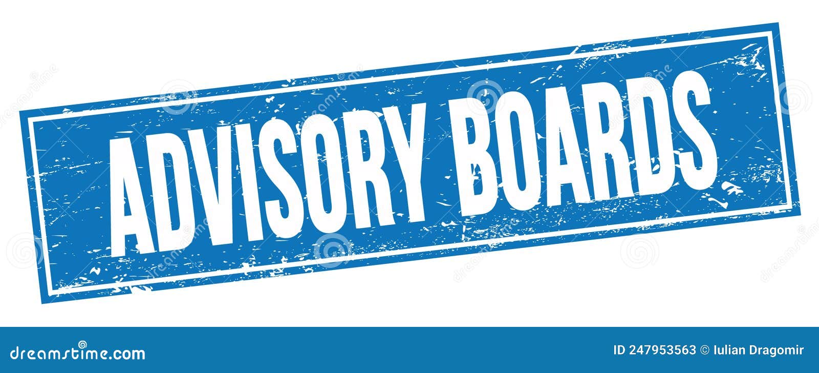 ADVISORY BOARDS Text on Blue Grungy Rectangle Stamp Stock Illustration ...