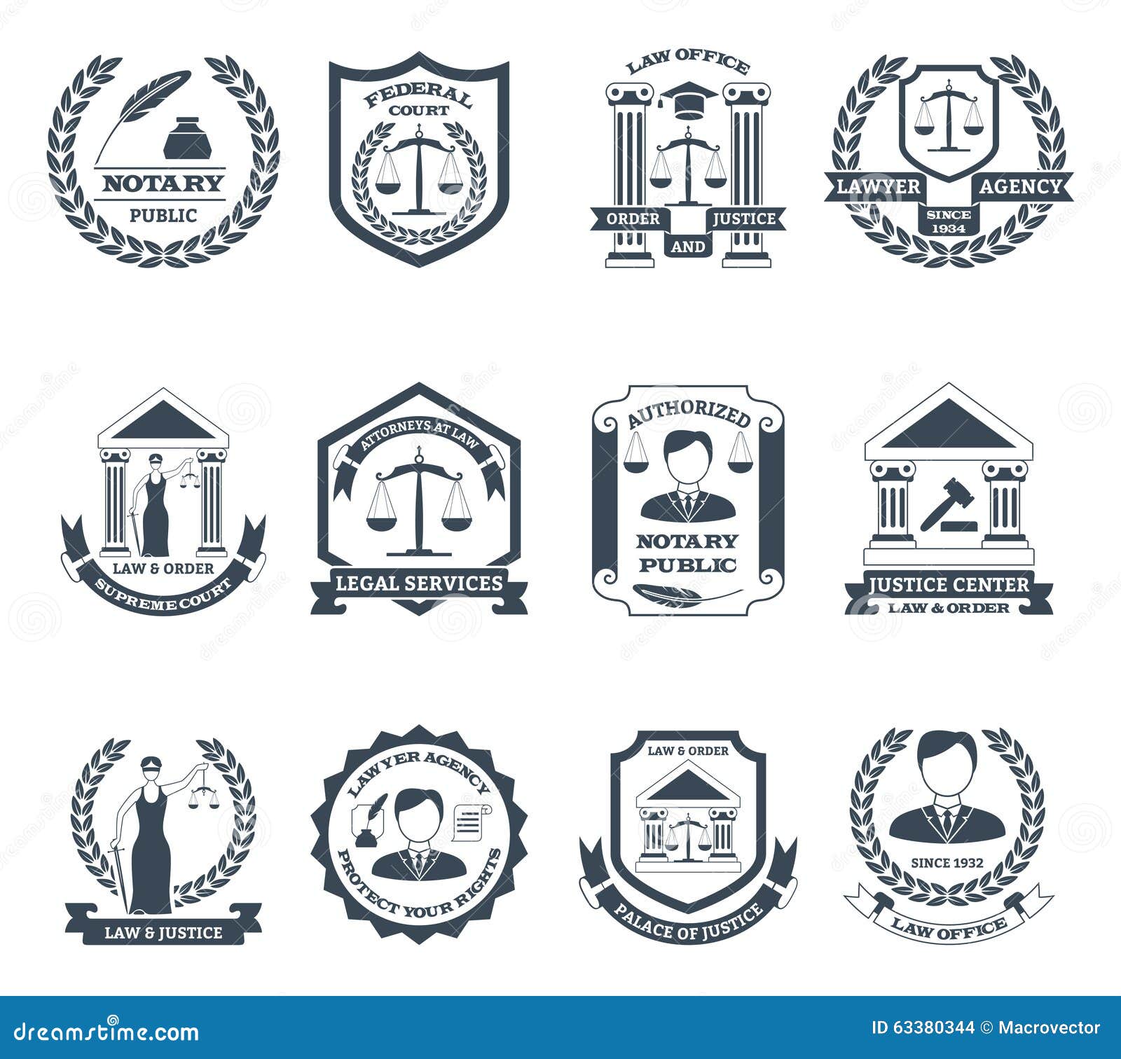 Advokat Black White Logo Set Vektor Illustrationer - Illustration av ...