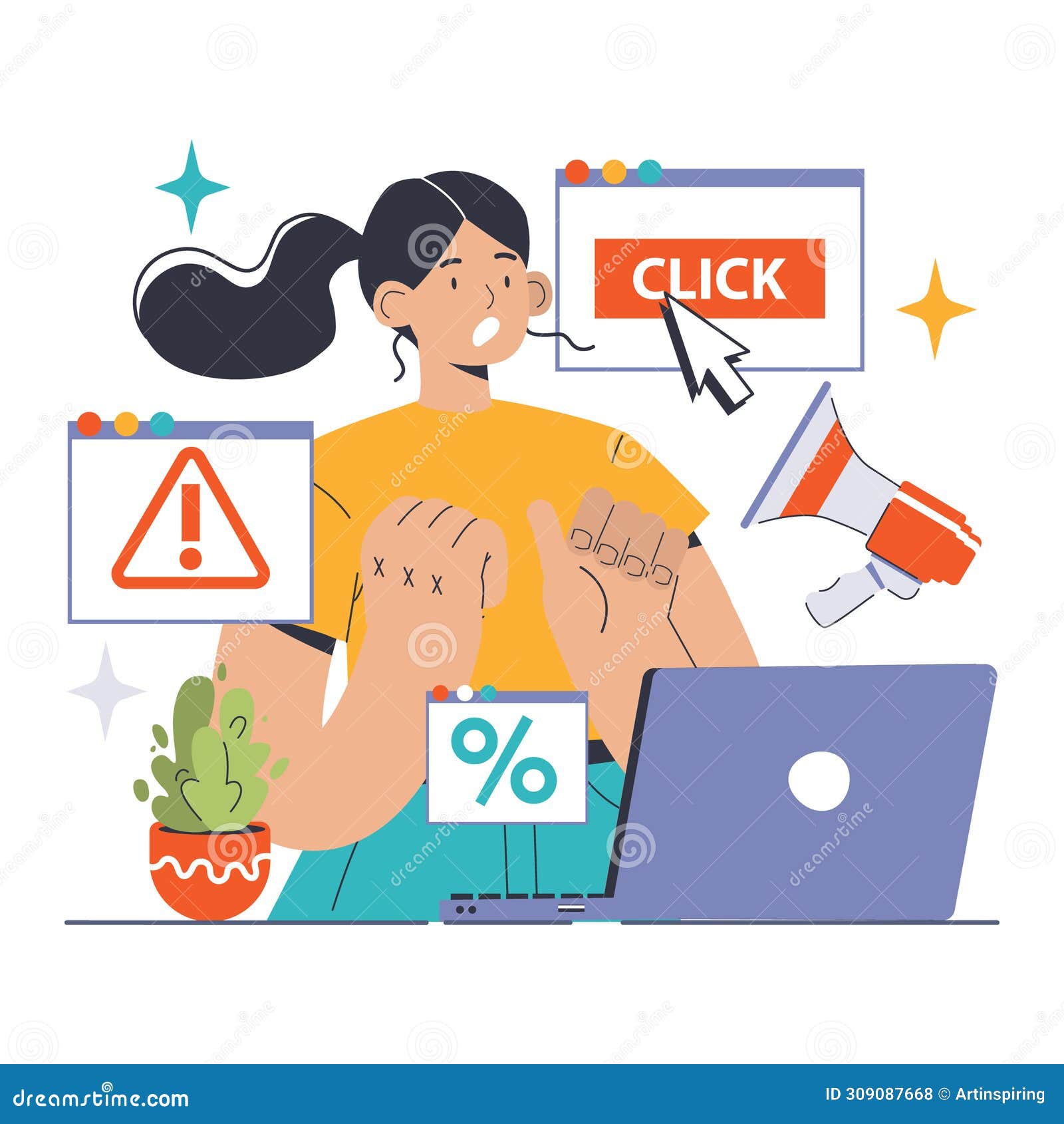 Adware Alert Concept. Flat Vector Illustration Stock Vector ...