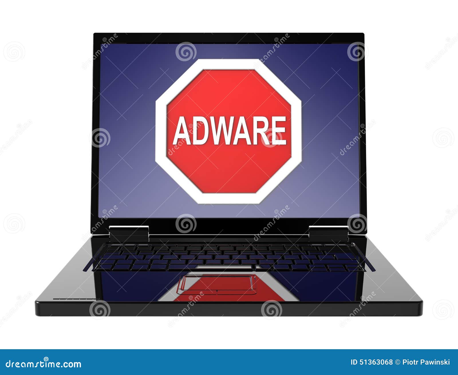 Adware Warning Sign on Laptop Screen. Stock Illustration - Illustration ...