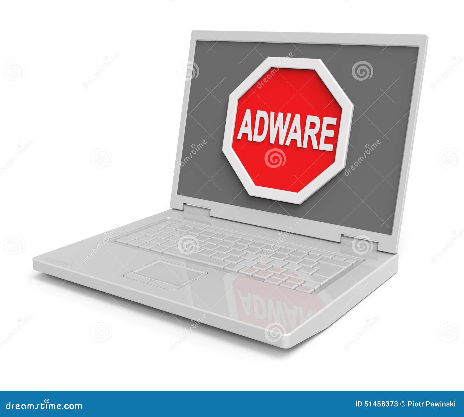 Adware Warning Sign on Laptop Screen. Stock Illustration - Illustration ...