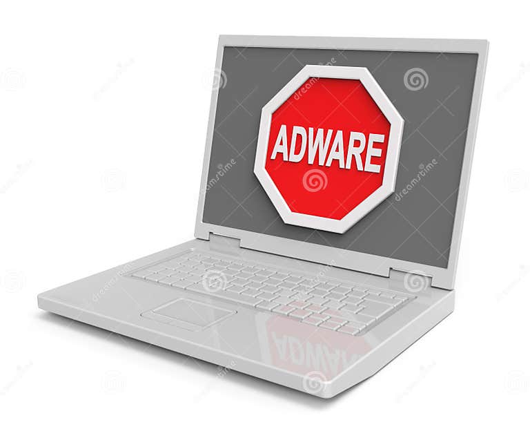 Adware Warning Sign on Laptop Screen. Stock Illustration - Illustration ...