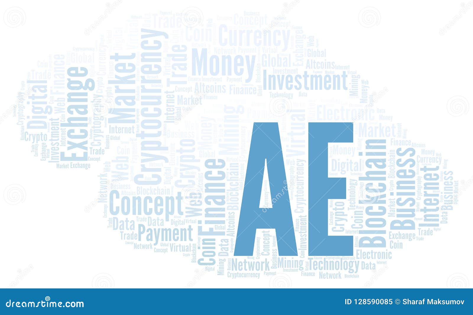 AE or Aeternity Cryptocurrency Coin Word Cloud. Stock Illustration ...