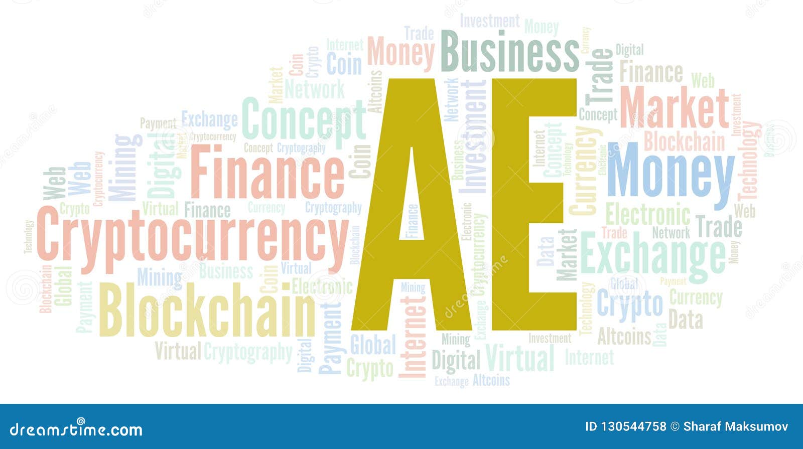 AE or Aeternity Cryptocurrency Coin Word Cloud. Stock Illustration ...