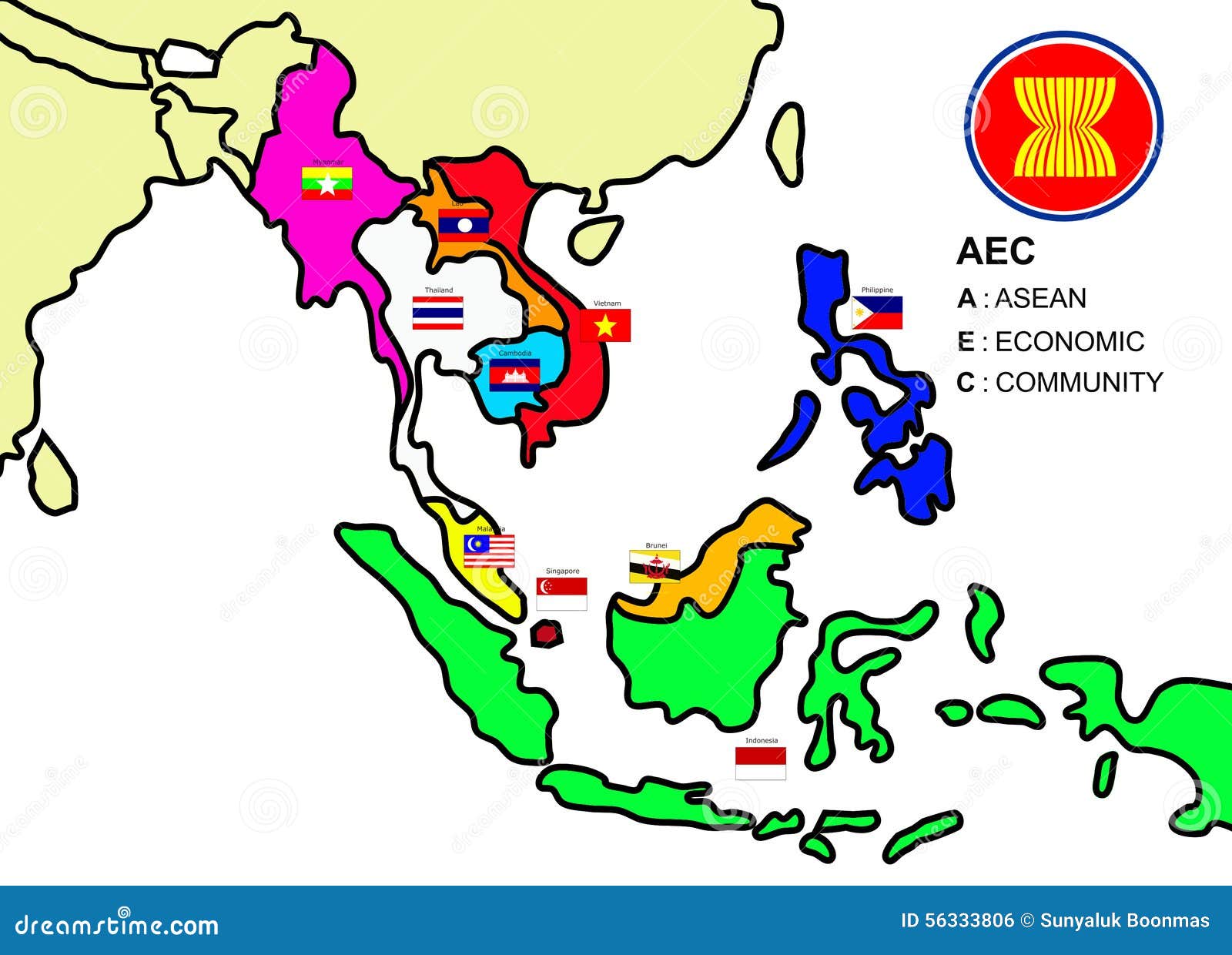 Aec map stock illustration. Illustration of asia, thai - 56333806 Aec map stock illustration. Illustration of asia, thai - 56333806