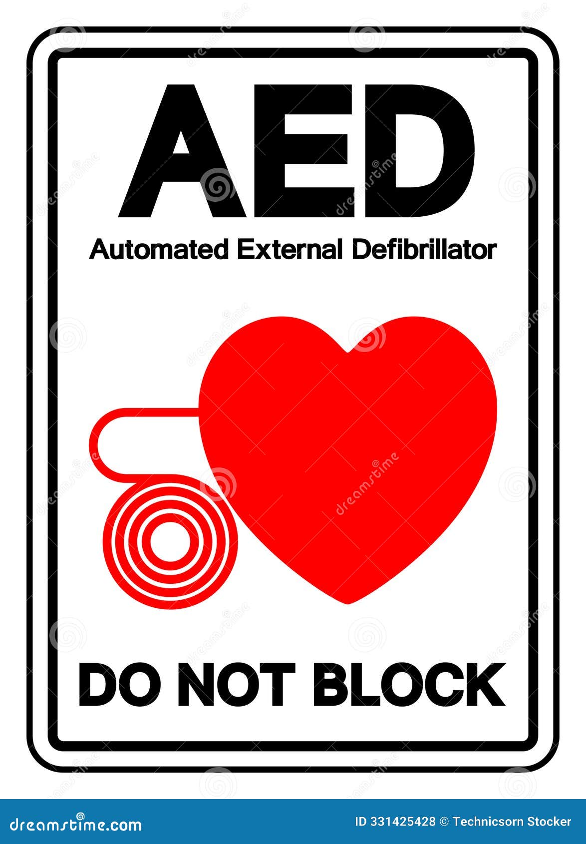AED Automated External Defibrillator Do Not Block Symbol Sign, Vector ...