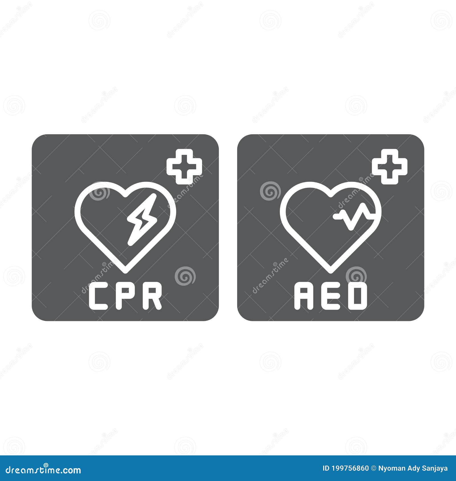 AED Emergency Defibrillator, AED AID CPR, Vector Icon Symbol Isolated ...