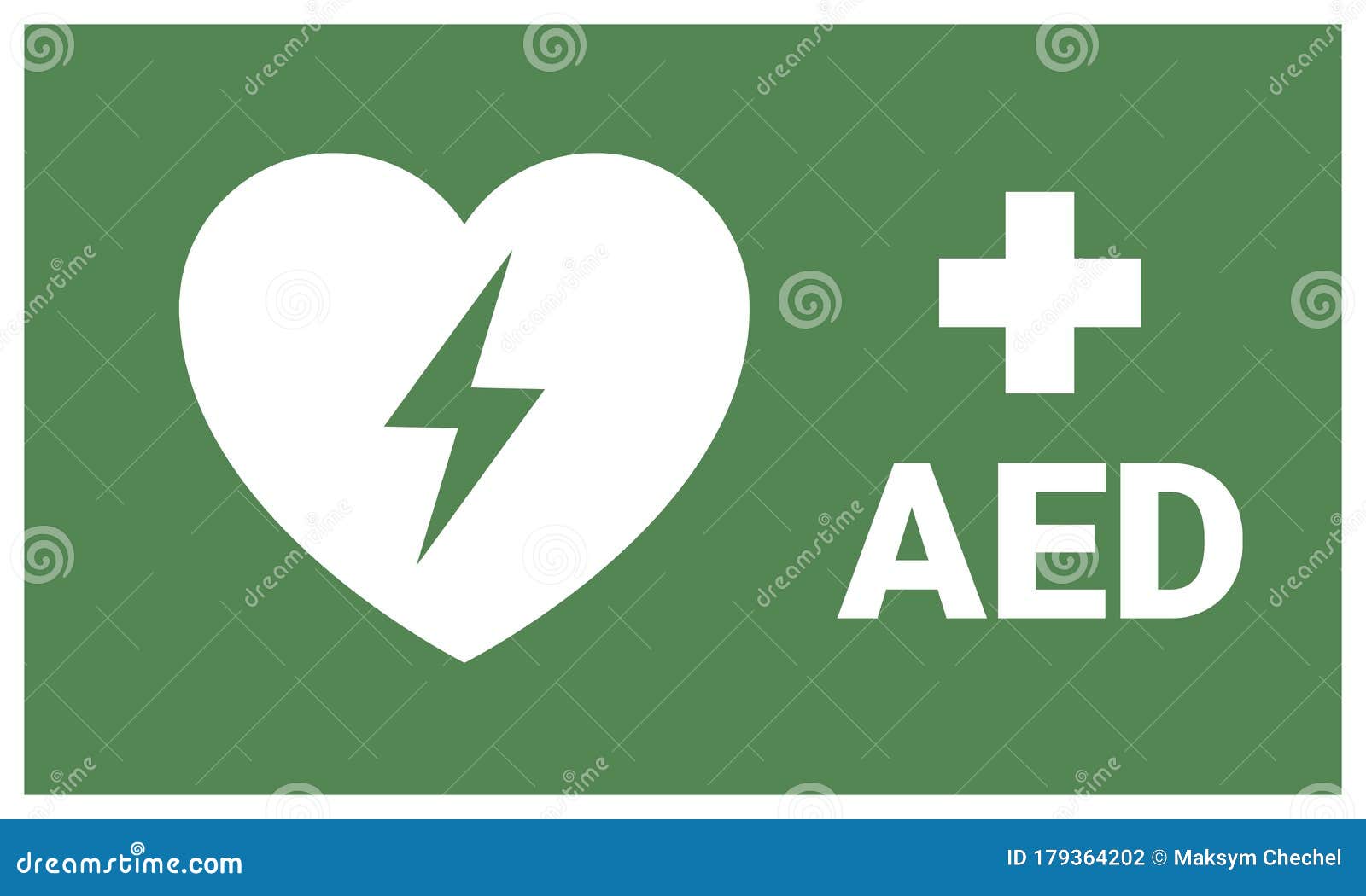 AED. Emergency First Aid Defibrillator Sign Sticker Stock Vector ...