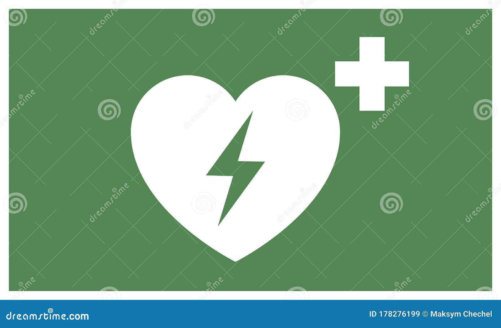 AED Sticker. Emergency First Aid Defibrillator Sign Sticker Stock ...