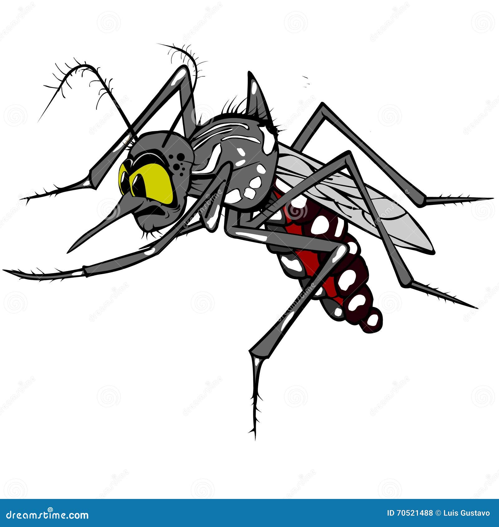 Aedes Aegypti Mosquito Stilt Holding Poster Dengue Cartoon Vector ...