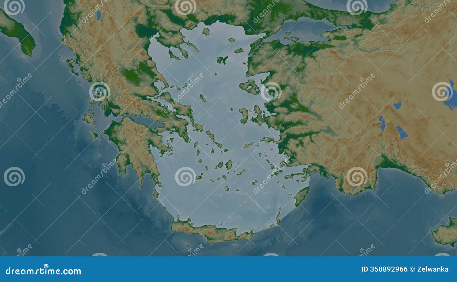 Aegean Sea Highlighted. Physical Map Stock Illustration - Illustration ...