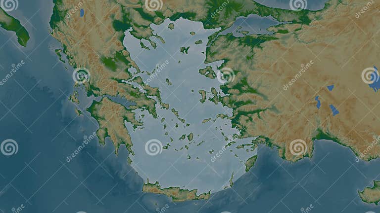 Aegean Sea Highlighted. Physical Map Stock Illustration - Illustration ...