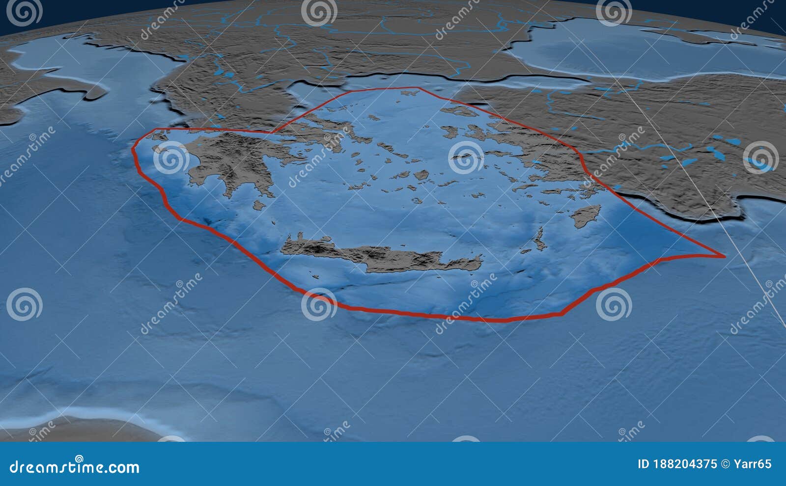 Aegean Sea Plate Outlined - Topo and Bathy Stock Illustration ...