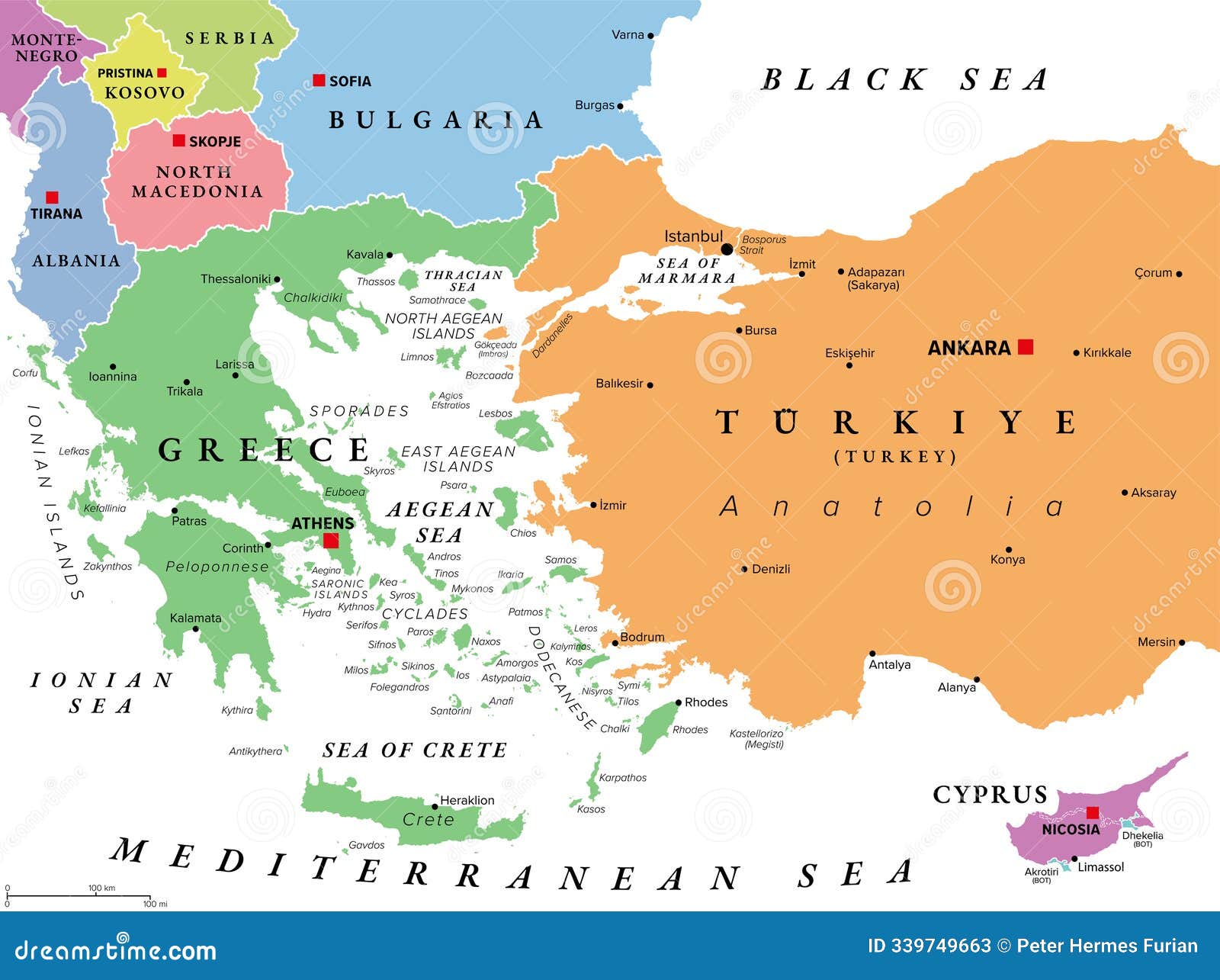 Bosporus And Dardanelles, The Turkish Straits, Political Map Vector ...