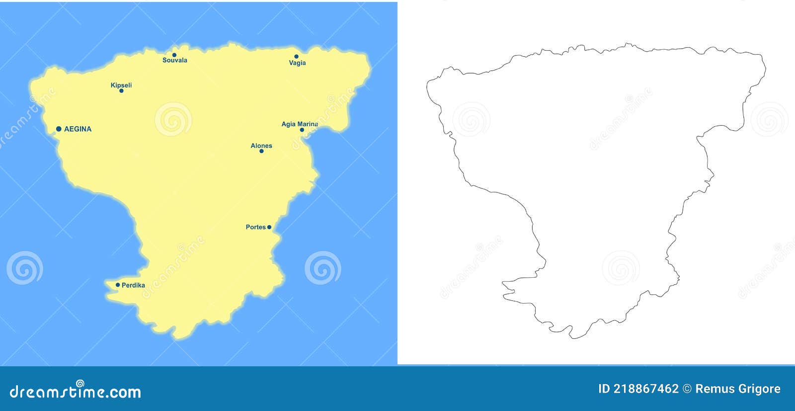 Aegina Island Map - Cdr Format Stock Vector - Illustration of education ...