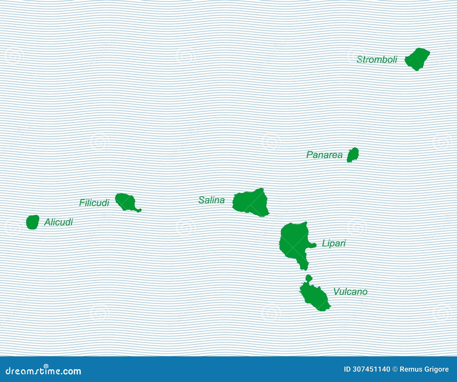 Panarea Island Map Part Of Aeolian Archipelago - Cdr Format Cartoon ...