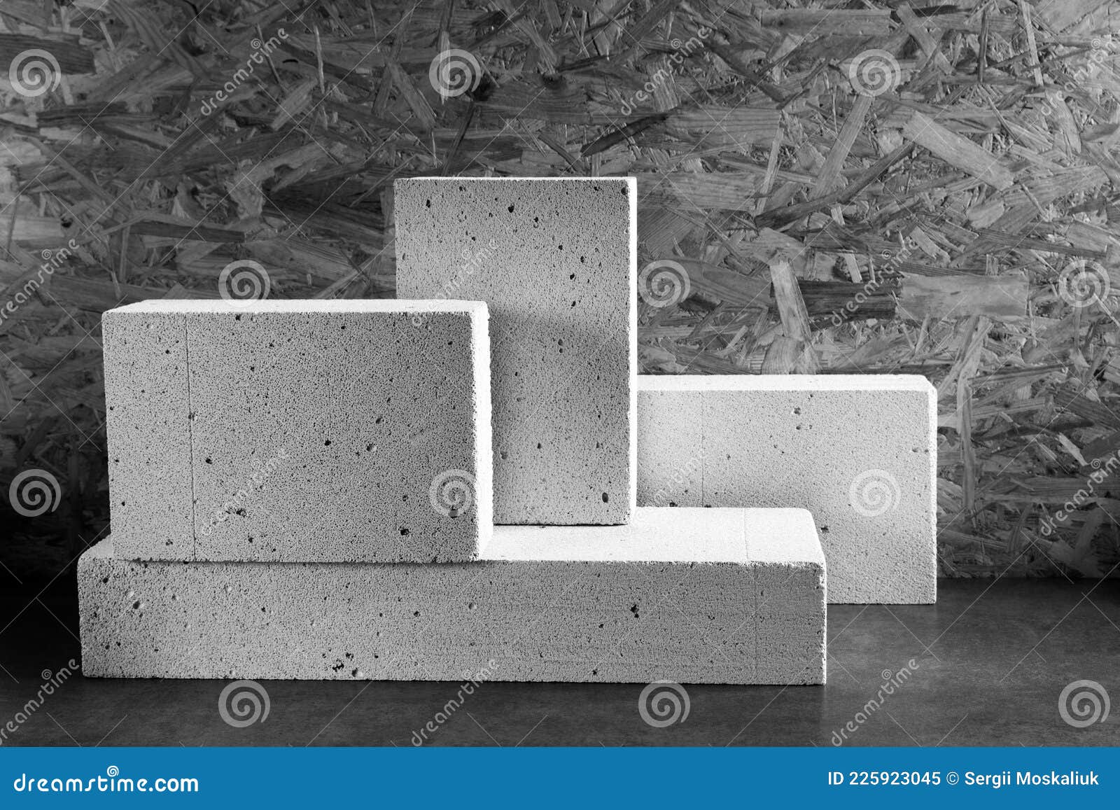 Aerated Concrete Block Cube or Bricks Near Osb Wall Background Texture ...