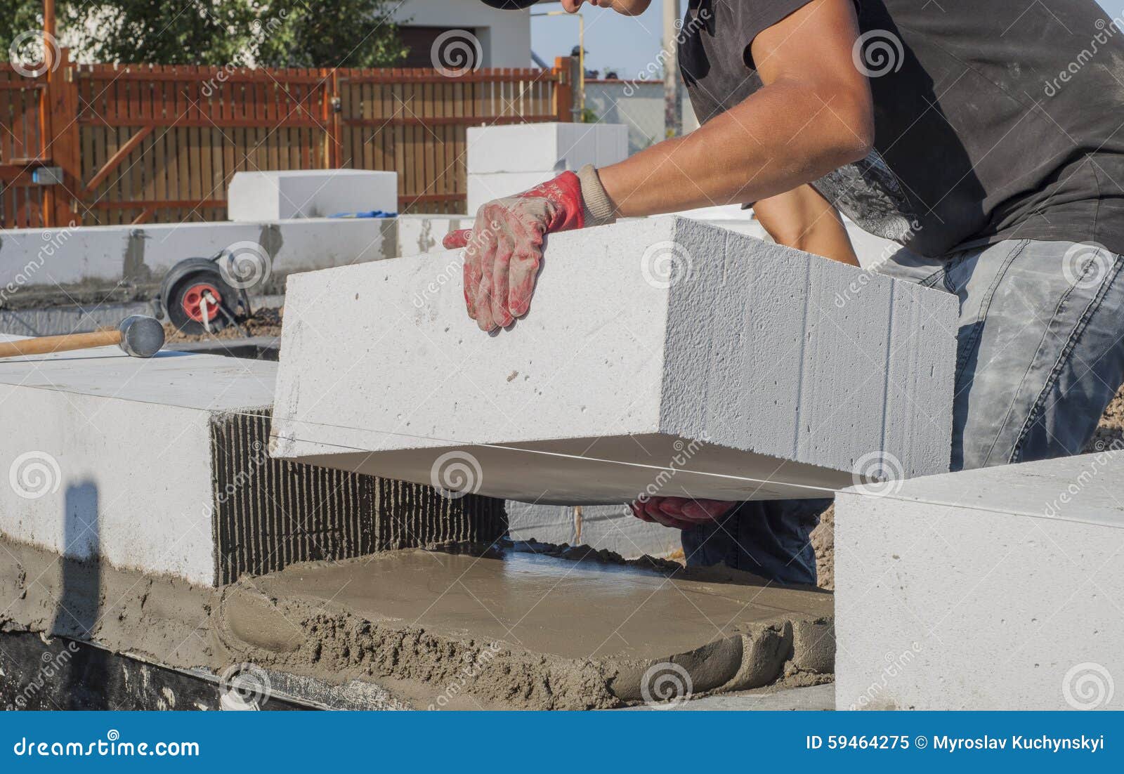 Aerated concrete masonry stock image. Image of construction - 59464275