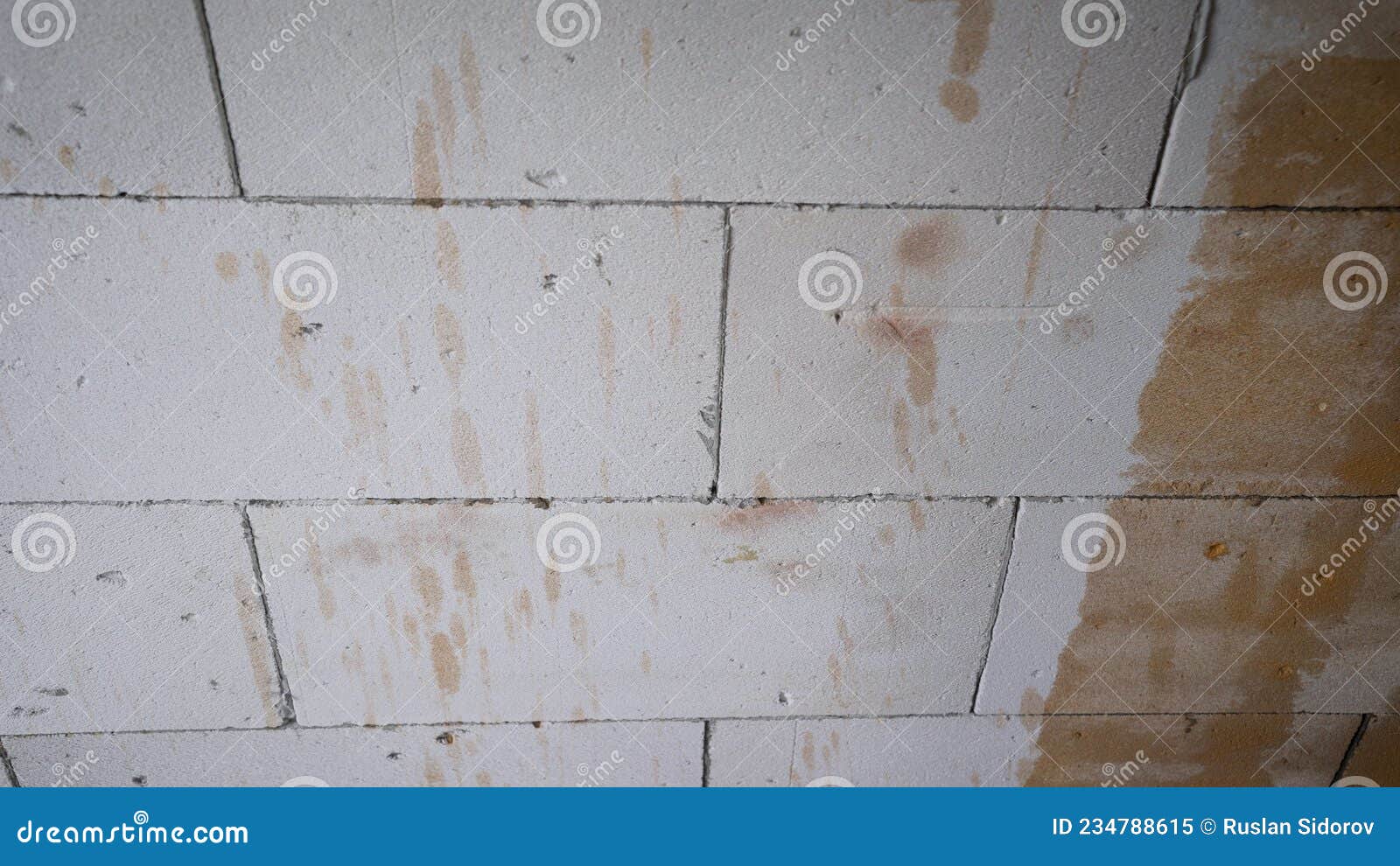 The Wall is Made of White Aerated Concrete with Rough Grout Joints ...